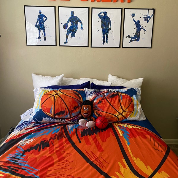 Basketball Art, Boy Blue Basketball Poster, Set of 3 Basketball ...