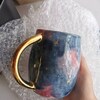 Crystal Mug in Jade, Geode Mug Aquamarine Modern Mud, Blue and Gold Mug ...
