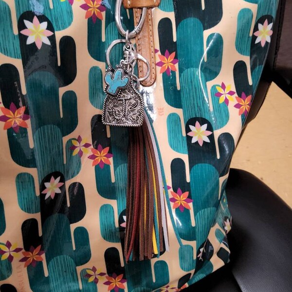 Initial Monogram Keychain/ Turquoise Charm/initial Cattle Ear Tag ...