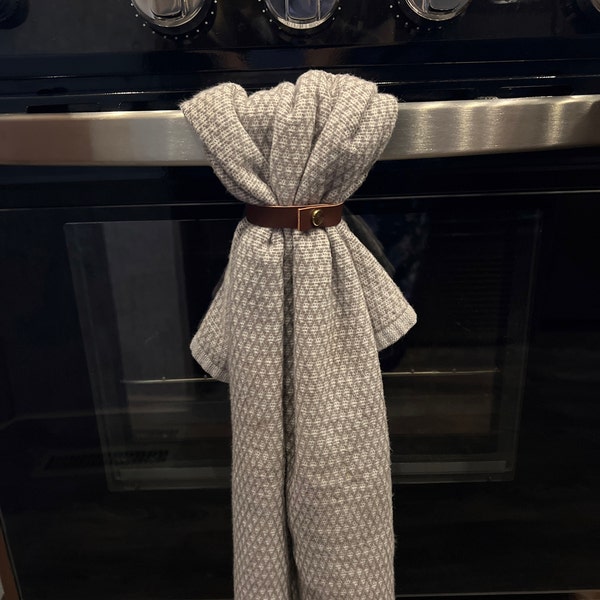 Decorative Kitchen Towel Hugger - Oven Door Towel Holder, Leather Towel ...