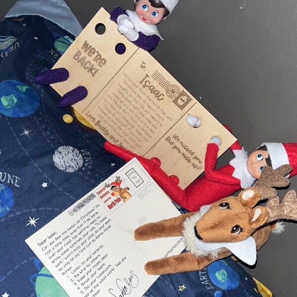 I'm Back Wooden Elf Post Card Holiday Helper - Etsy