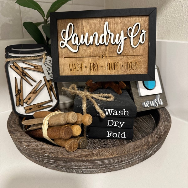 Laundry Tiered Tray / Laundry Decor / Tiered Tray Decor - Etsy