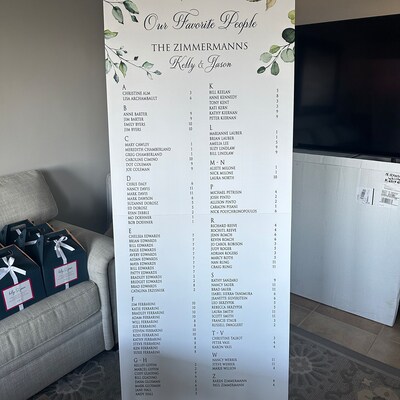 Large Wedding Seating Chart, Table Top Wedding Seating Sign, Floor ...