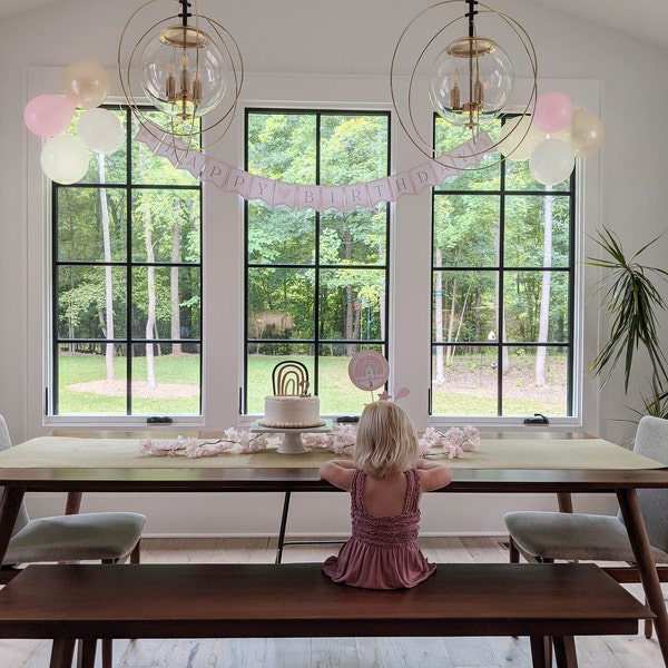 Rainbow Birthday Banner, PRINTABLE, First Birthday, Blush Rainbow. Boho ...