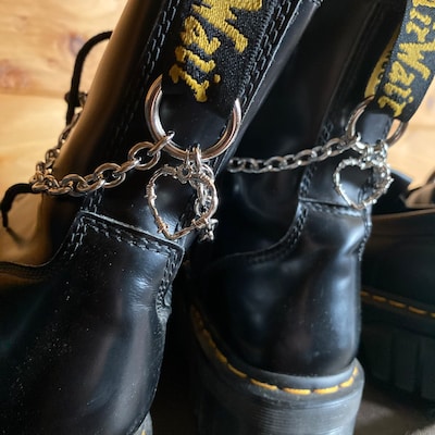 BARBED WIRE LEATHER Boot Strap, Holographic Vegan Leather Boot Chain ...