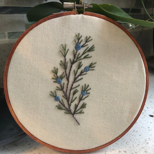 PDF Pattern, Juniper Branch, Embroidery Pattern, Beginner Embroidery ...