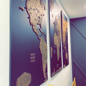 World Map Push Pin Wall Art Cork World Map Board Wooden - Etsy UK