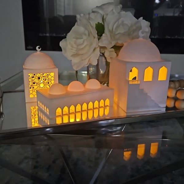 Al-noor Collection | Set of 3 Mini Masjid Lanterns Islamic Home Decor ...