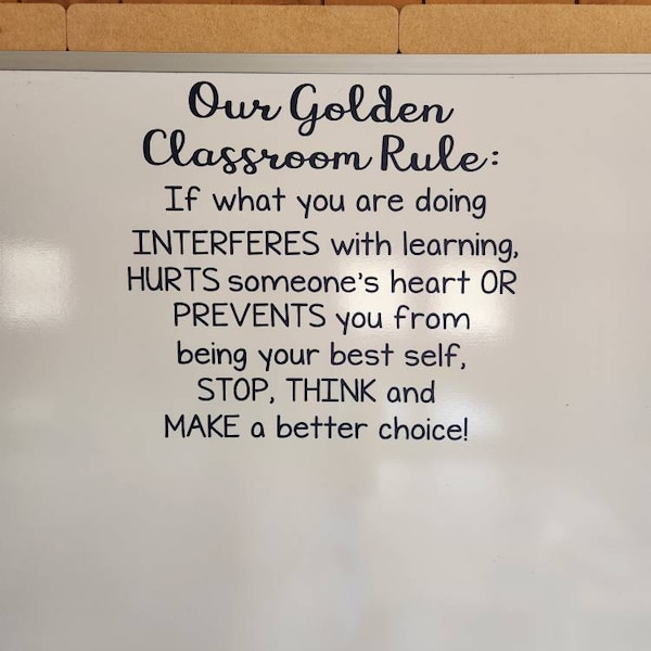 Our Golden Classroom Rule Wall Decal, Back to School Wall Decor, Be ...