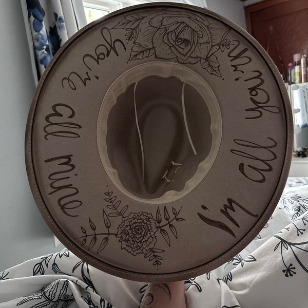 Tyler Childers Custom Hand Burned Wide Brim Fedora Hat | Floral ...