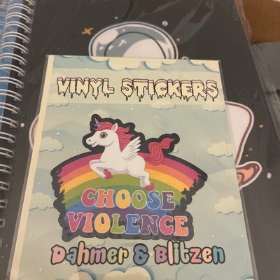 Choose Violence Unicorn Sticker, Pastel Goth Rainbow, Funny Vulgar ...