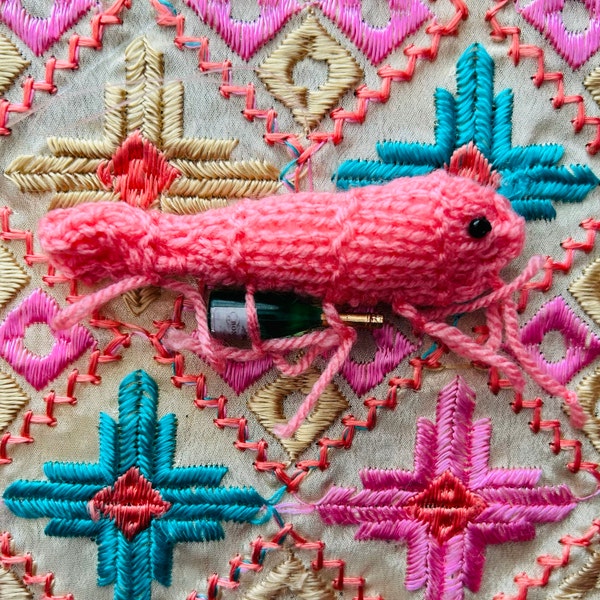 Cornish Knitted Santa Prawn- Shrimp Coloured Prawn - Etsy