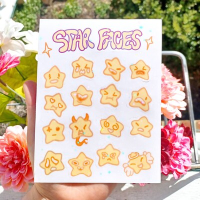 Star Faces Sticker Sheet/fairycore/kidcore/weirdcore/dreamcore ...