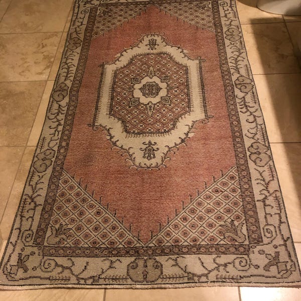 Vintage Turkish Rug 6.8x10, Muted Oushak Rug, Neutral Turkish Rug ...