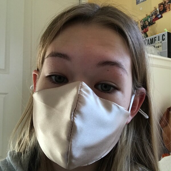 Silky Satin Classy Face Masks 2layers With Nose Wire and Adjustable ...