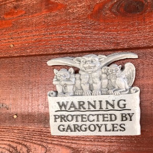 Gargoyle Wall Plaque warning Protected by Gargoyles - Etsy