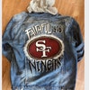 Custom Football Jacket Hand Painted Sports Team Denim Jacket Saints ...