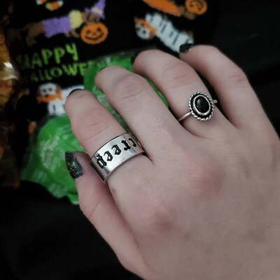 Creep Ring, Horror, Gothic, Halloween, Goth Jewelry, Aluminum Cuff Ring ...