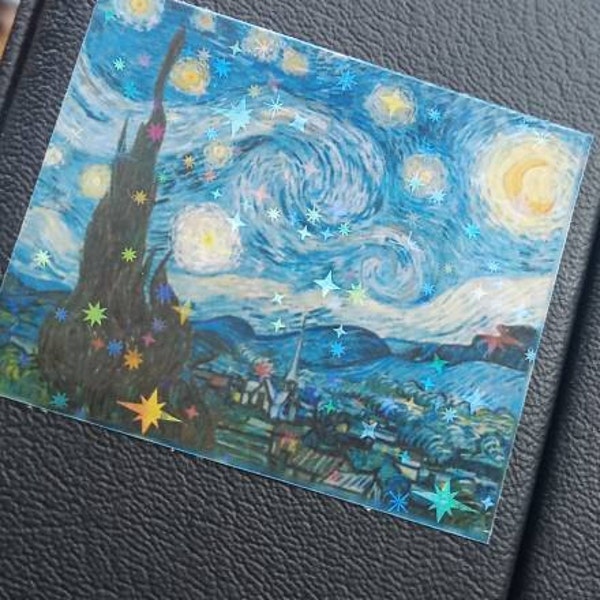 Holographic Starry Night Sticker, Waterproof Vinyl Sticker, Fine Art by ...