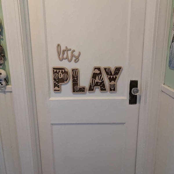 Let’s Play Sign, Play Sign, Sign for Playroom, Wooden Nursery Decor ...