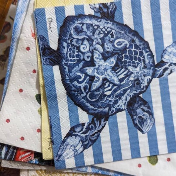 Nautical Napkins, Beach Napkins, Nautical Napkins, Turtle Napkins ...