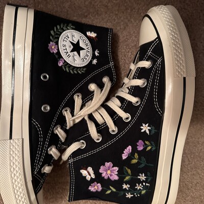 Embroiered Converse/custom Converse Daisy High Tops/embroidered ...