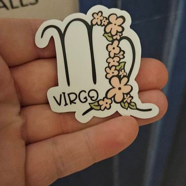 Flowered Virgo Sticker, Virgo Zodiac Sticker, Star Signs, Stickers for ...