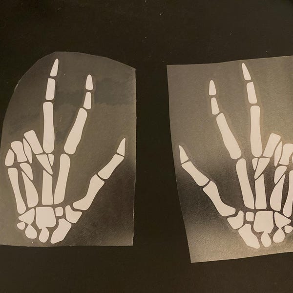 Skeleton Hand Decals | Peace Sign, 3 Finger Wave | Fits Jeep Wrangler ...