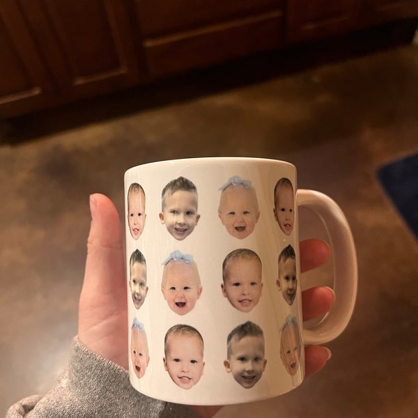 Custom Baby Face Mug, Baby Face Pattern Mug, Grandpa Mug Gift, Dad ...