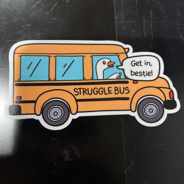 Struggle Bus Sticker, Funny Stickers, Anxiety Retro Therapy, Mental ...