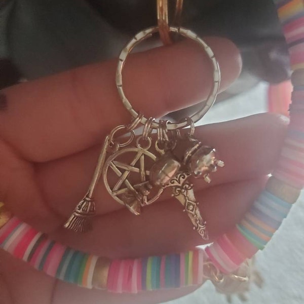 Wiccan Tools Keyring, Pentacle, Besom, Cauldron Charms - Etsy