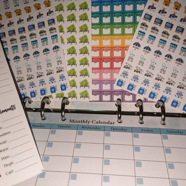 8 Body Measurements Planner Stickers, Wellness Planner Stickers, Gym ...