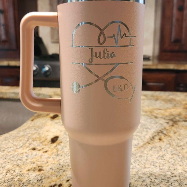 Personalized 40oz Tumbler, Custom Engraved Travel Mug With Handle ...