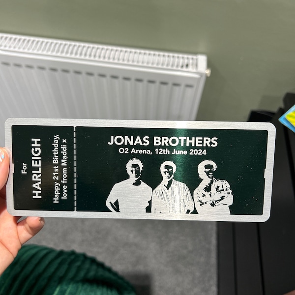 Personalised Metal Ticket Gift: Concert, Anniversary, Birthday Voucher ...