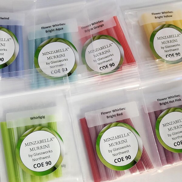 Coe 90 Flower Whirlies: Bright Blue Whirlwind 1 Oz Murrini Murrine ...