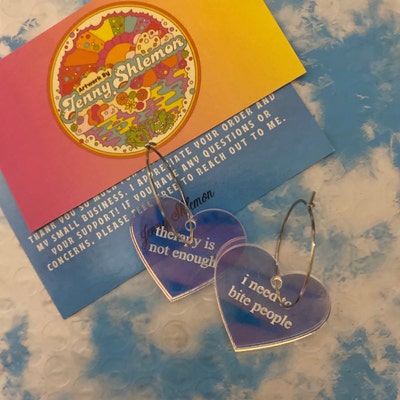 Iridescent Therapy is Not Enough I Need to Bite People Heart Hoop ...