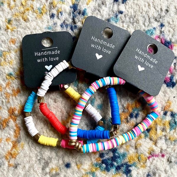 Blue and Orange Preppy Clay Bead Bracelet Set - Etsy
