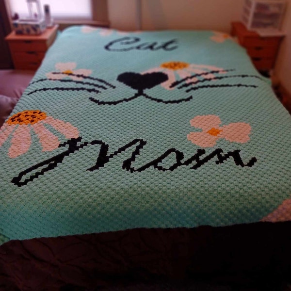Cat Mom Graph Crochet Pattern C2C Graphgan + Written Instructions ...