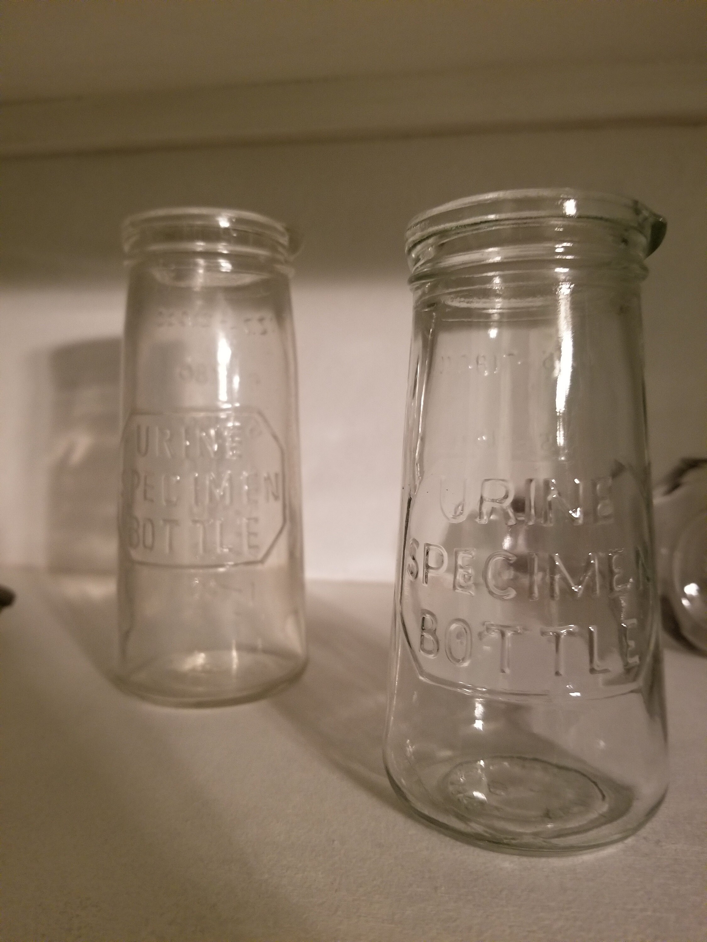 Vintage 1940s Glass Urine Specimen Bottles