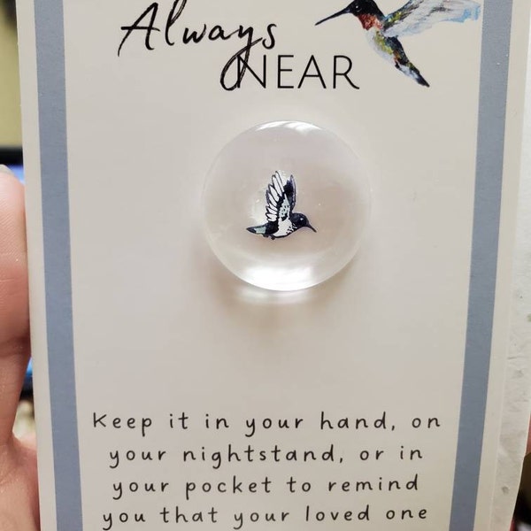 Hummingbird Always Near Glass Gem - Pocket Token, Angelversary ...