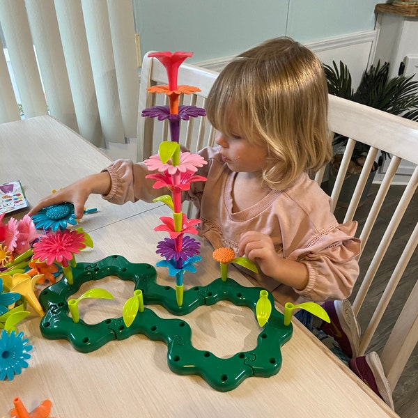 Flower Building Toy Set, Stacking for Toddlers, Colorful Garden Game ...