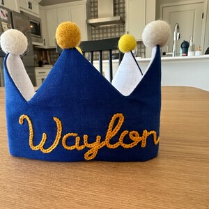Hand Embroidered Crown for Baby and Children's Birthdays Personalized ...