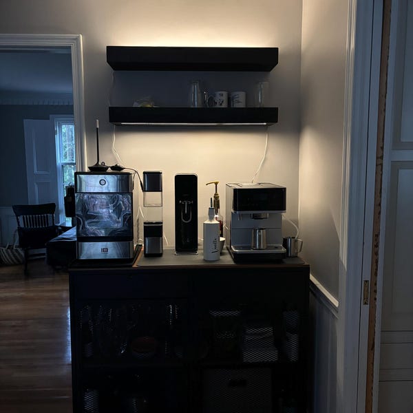 Modern Black Floating Shelf With LED Light, Thick Wall Shelf, Wooden ...