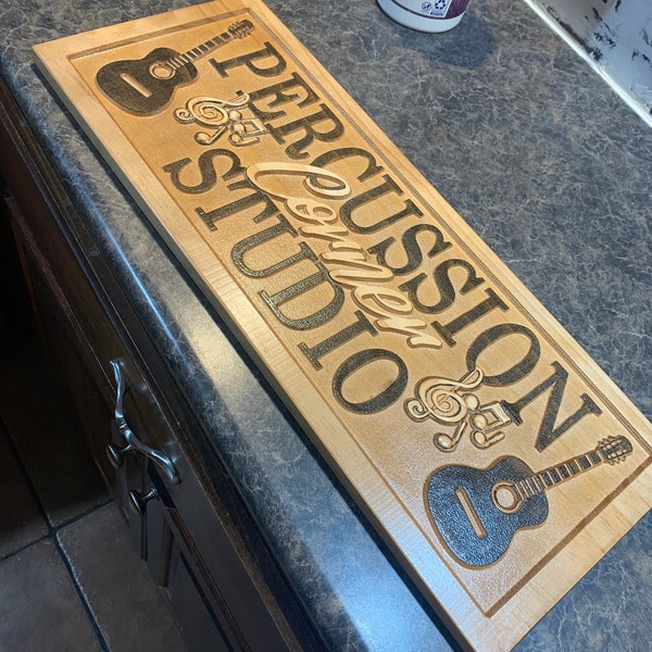 Personalized Music Room Sign, Custom Carved Acoustic Guitar Studio ...