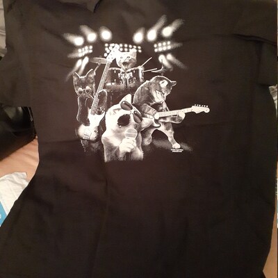 Cat Rock Band, Cats Playing Guitar and Drums Men's T-shirt, NOFO_00460 ...