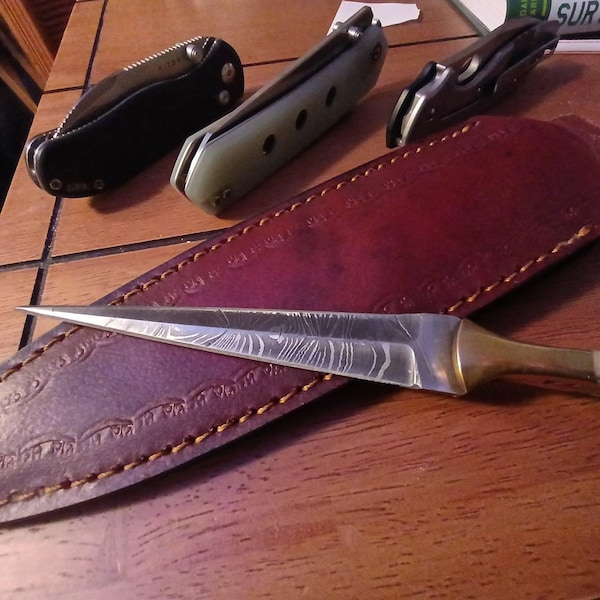 Handmade Double Edged Boot Knife , Damascus Best Hunting Knife ...