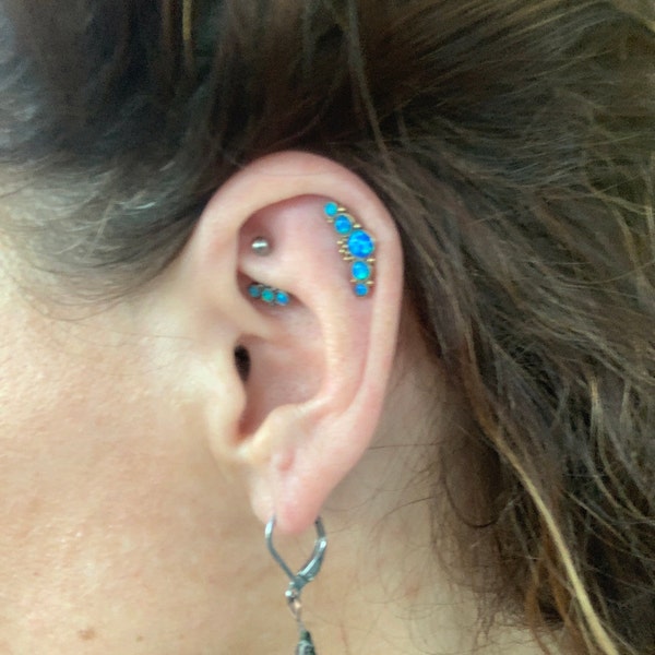 Titanium Rook Earring Opal, Eyebrow Piercing 16g 14g, Rook Jewelry ...