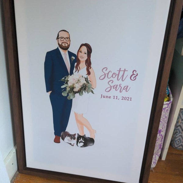 Wedding Canvas Guest Book Alternative - Wedding Illustration ...