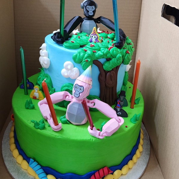 Flexy Gorilla Tag Fidget Toy 8 Inch Optional Cake Topper Stand or ...