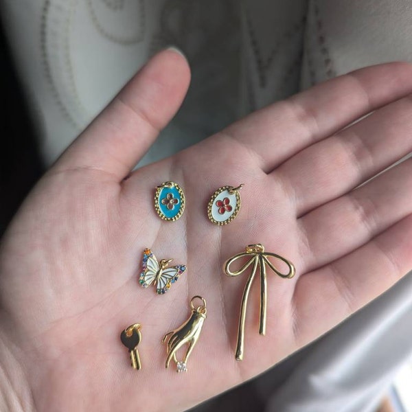 Gold Butterfly Charms,18k Gold Filled Butterfly Pendant,enamel ...